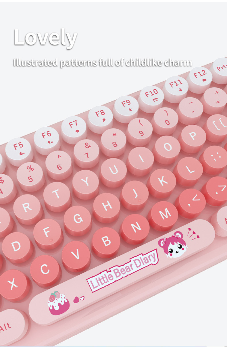 MOFII Candy Mixed Little Bear Diary Cute Wireless Keyboard Set PC ...