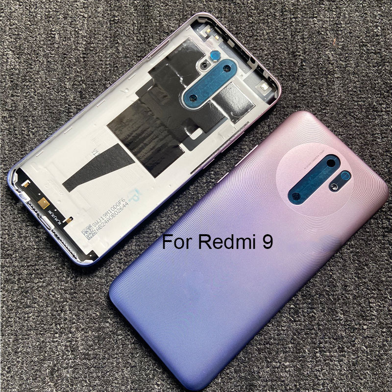 For Xiaomi Redmi 9 Back Battery Cover Glass Rear Door Housing Case ...