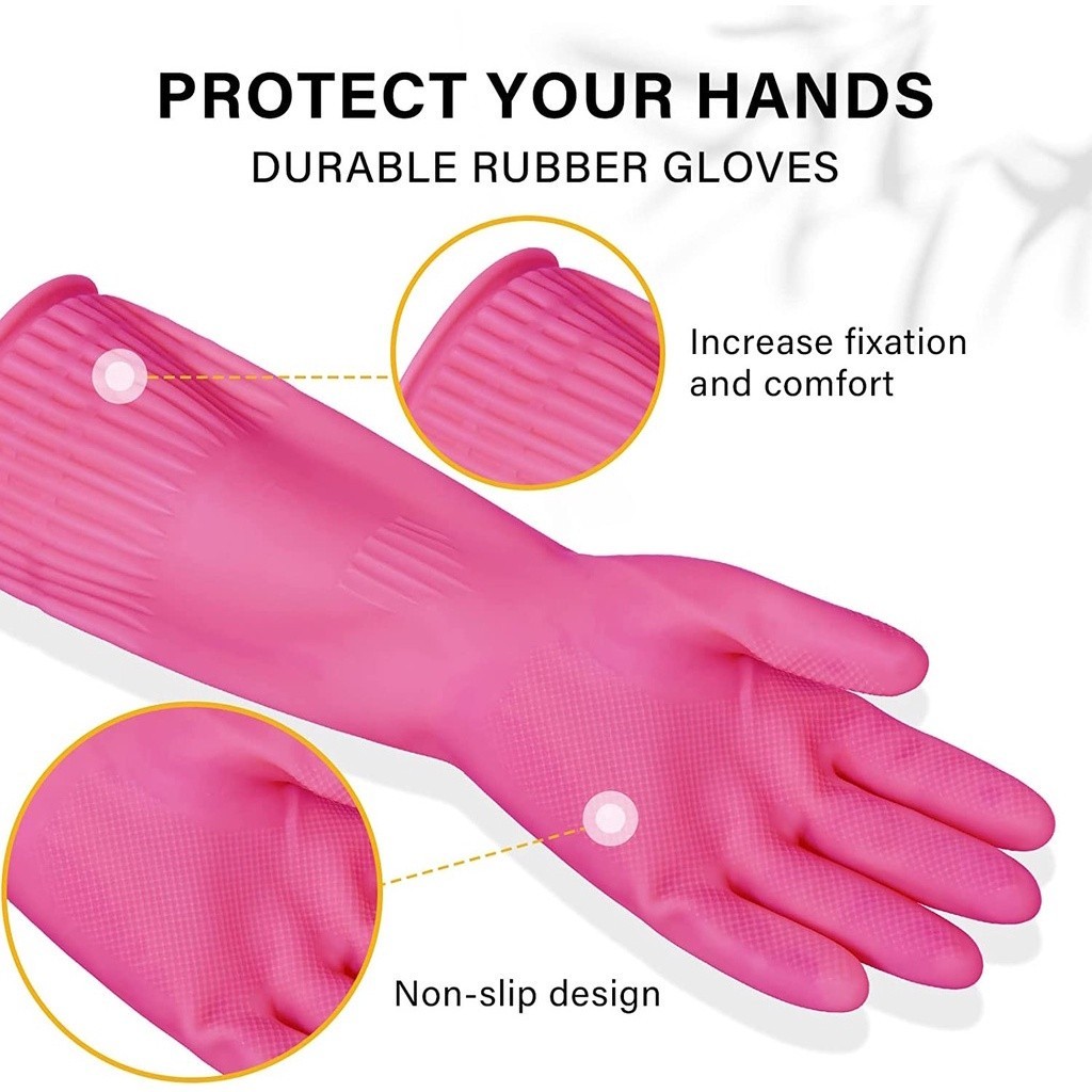 【38-45CM】Thickened Lengthened Korea Cleaning Gloves Dishwashing Rubber ...