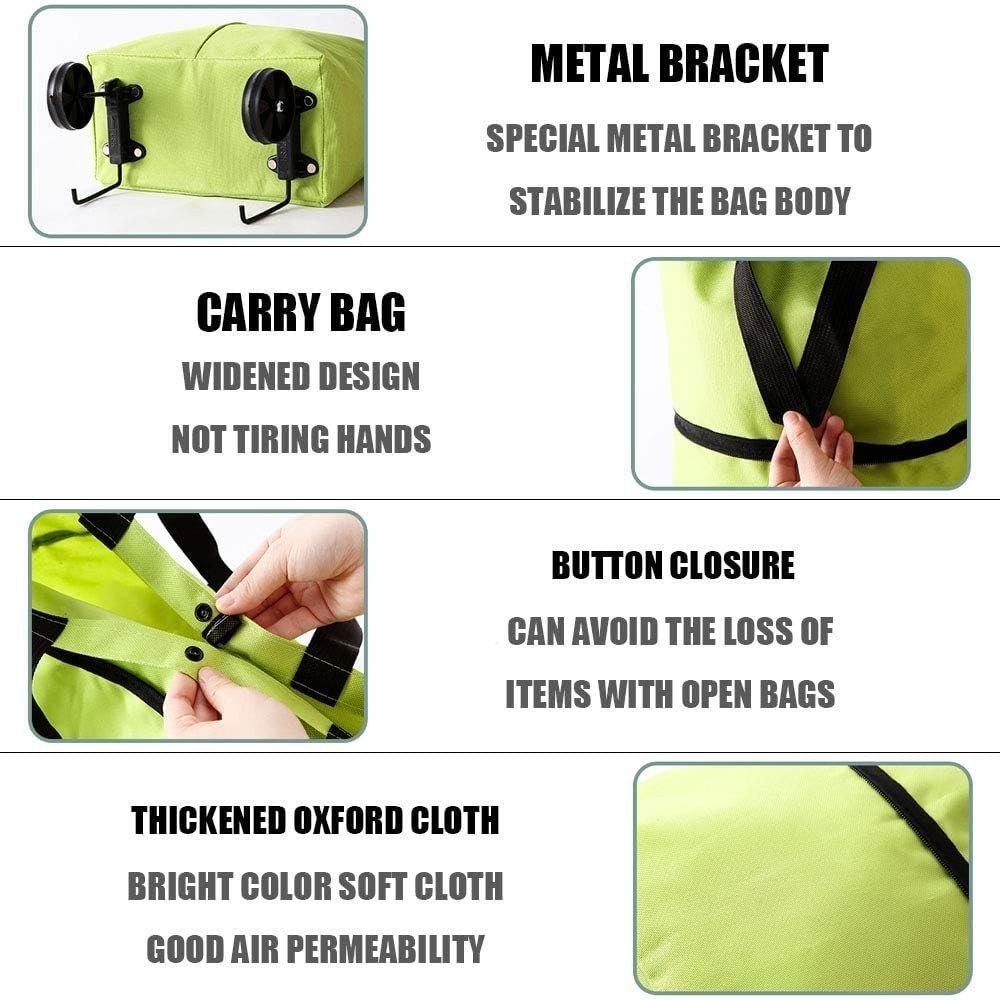 2 IN 1 Foldable Trolley Grocery Bag Shopping Nylon Recycle Bag Big ...