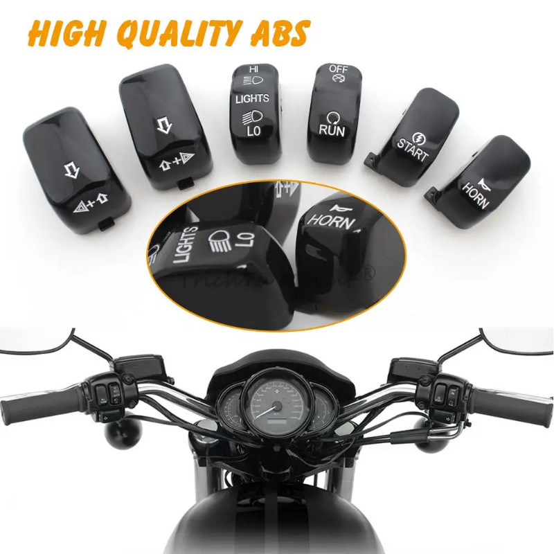 6Pcs Hand Control Buttons Switch Housing Covers For Harley Softail Dyna ...