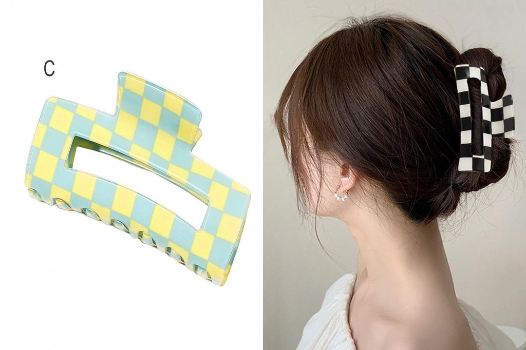 CH Hair Clamp Square Hair Accessory Stylish Plaid Hair Claws Set Strong ...