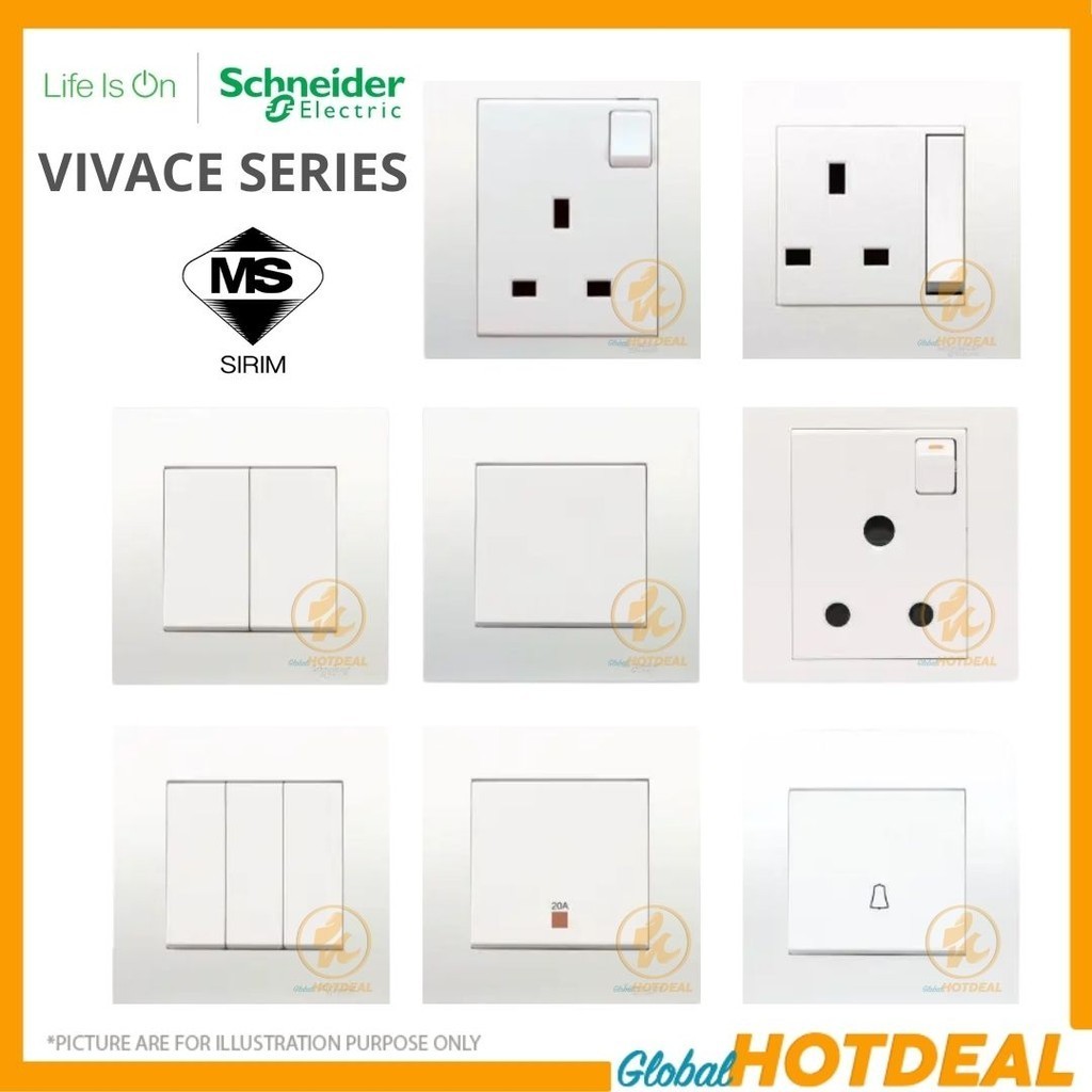 SCHNEIDER VIVACE SERIES Switch & Socket Outlet Switches Sirim Approved ...