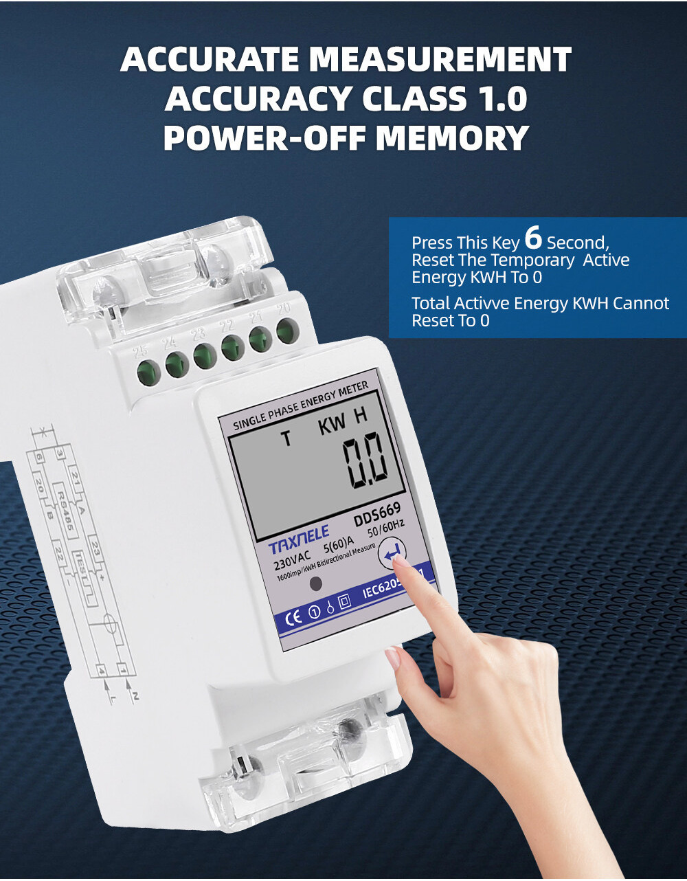 Multifunction 230V 60A Bi-directional Energy Meter Import Export KWH ...