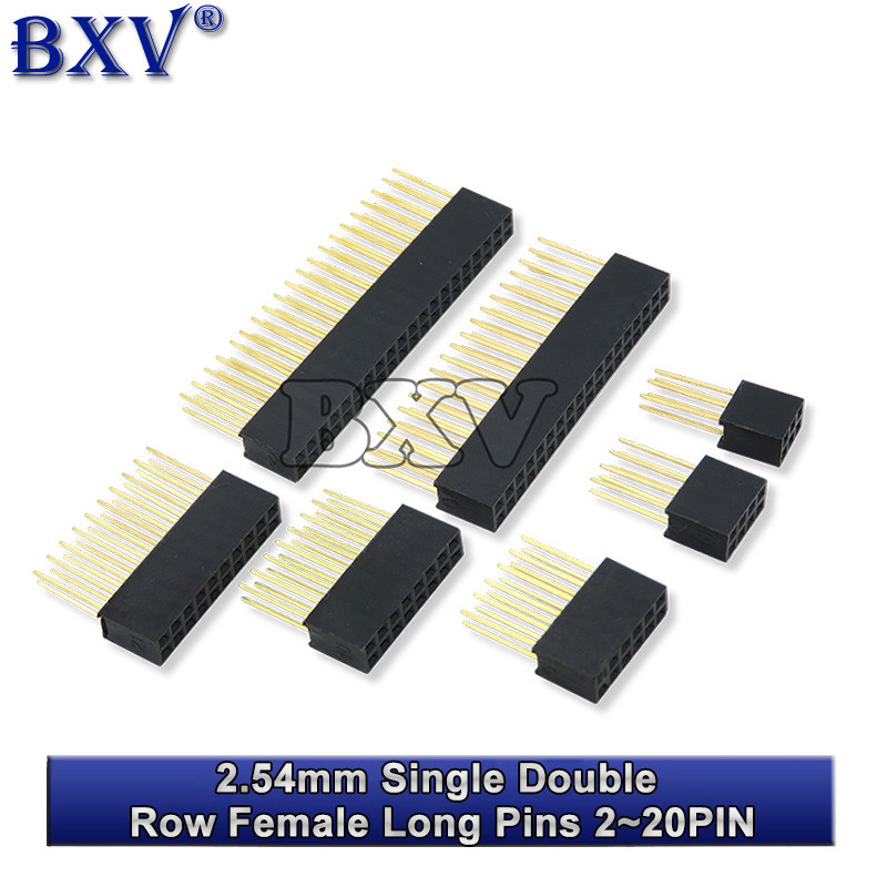 10PCS 2.54mm Single Double Row Female Long Pins 11mm BXV PCB Board Pin Header Socket Connector 2 ...