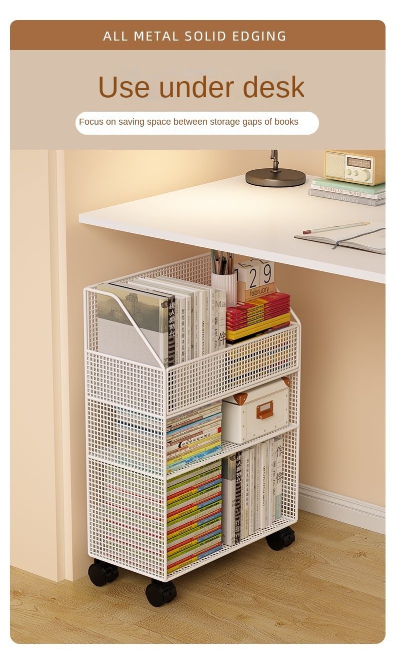 Shelves under the table movable small bookshelves deskside storage ...