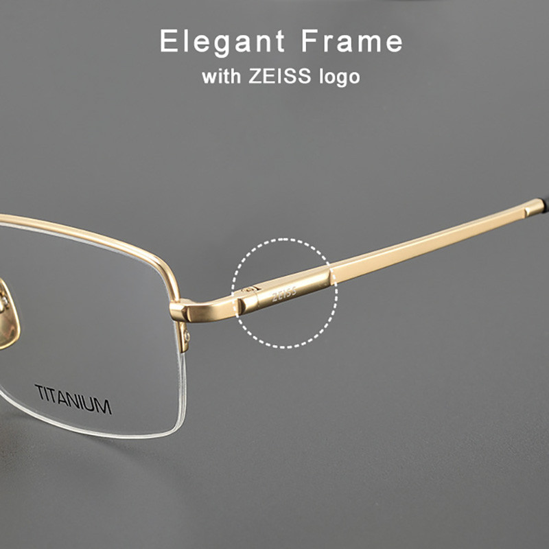 ZS85018 ZEISS Pure Titanium Glasses Frame Vogue Semi-Rim Eyeglasses Non ...