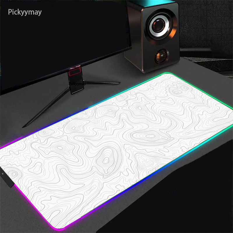 Black And White Line 90x40cm RGB Gaming Mouse Pad Large Gamer Big Mouse ...