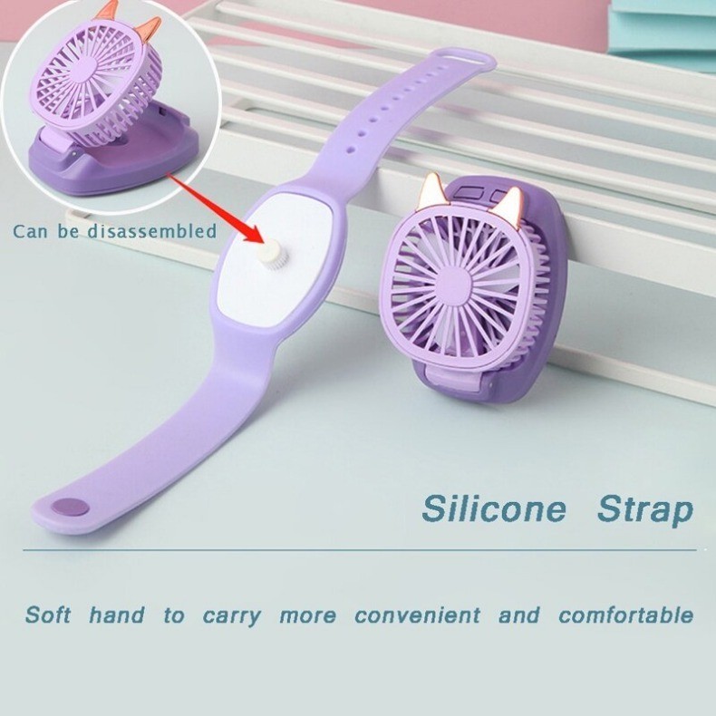 Cartoon Cat Design Portable Wrist Strap Mini Fan Watch Hand Held Fans ...