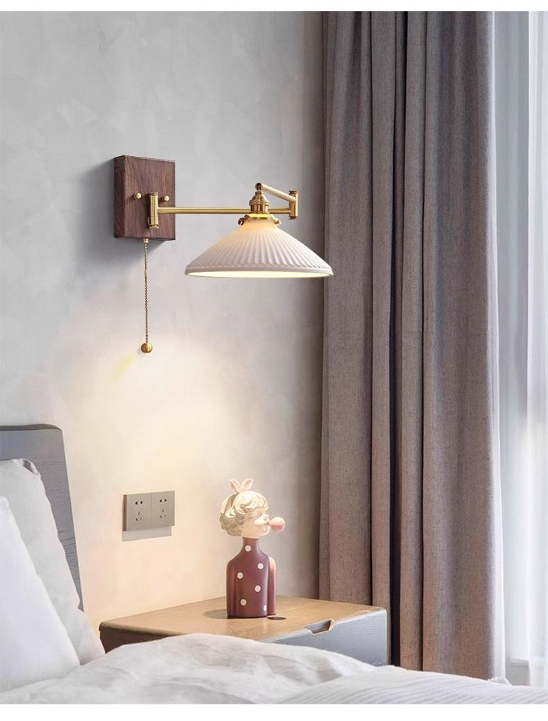 Retro Folding Wall Lamp - Full Copper Design with Pull Cord Switch ...