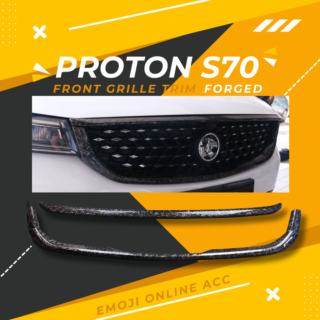 PROTON S70 S-70 Carbon Fiber Gloss Black Forged carbon accessories Front Grille Cover Casing ...