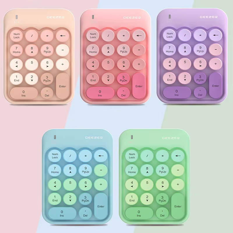 Portable 2.4G Plug and Play Wireless Number Keypad 18 Keys Retro Round ...
