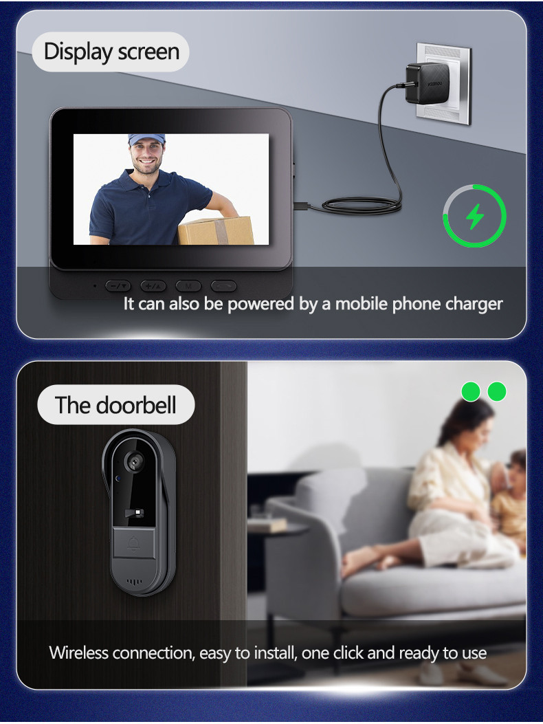 Doorbell wireless waterproof smart home Video Doorbell Infrared Night ...