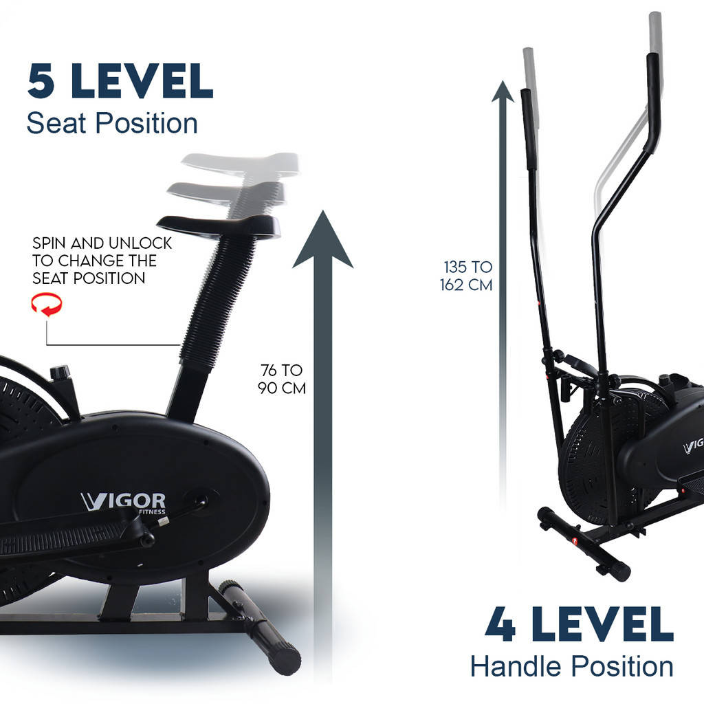 Vigor Fitness Elliptical Trainer / Orbitrac 2-In-1 Cross Trainer Bike ...