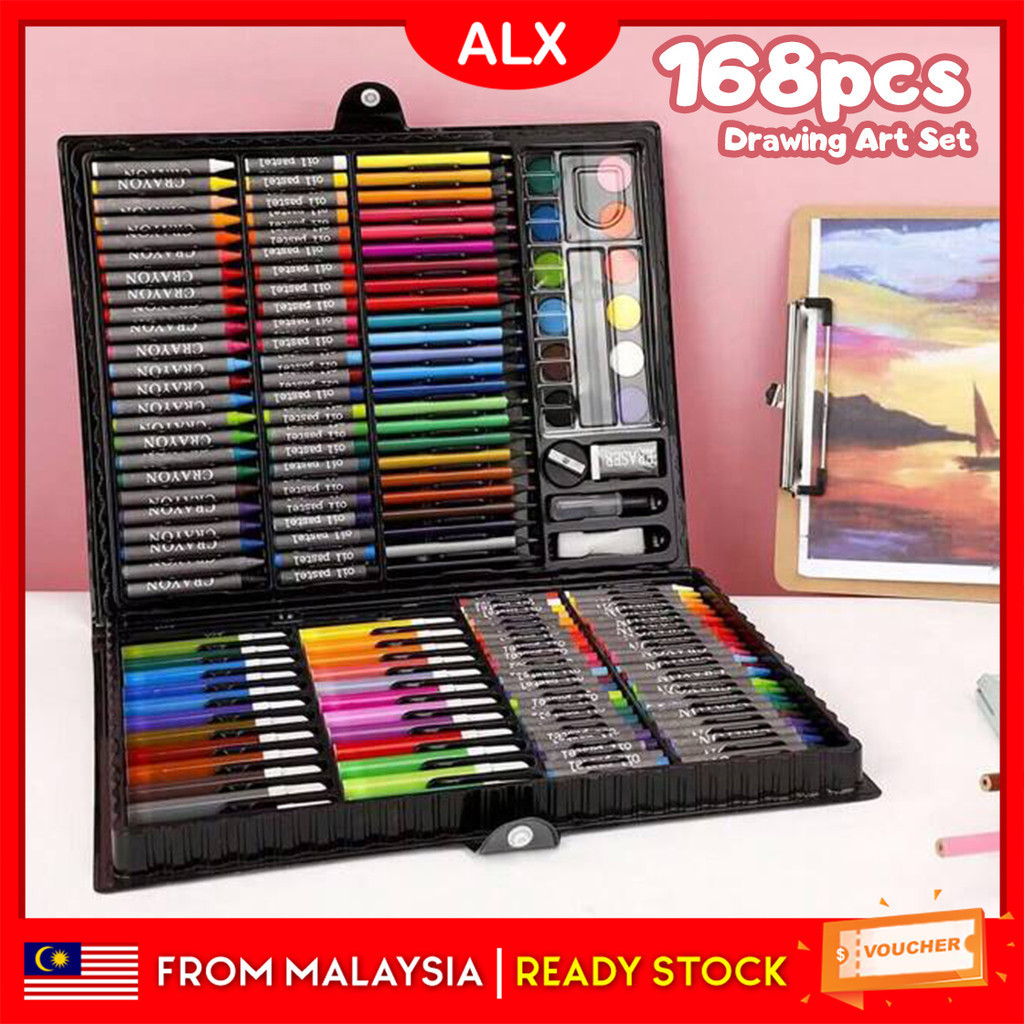 ALX 168pcs Kids Painting Pen Colour Crayon Marker Pencil Drawing Art ...