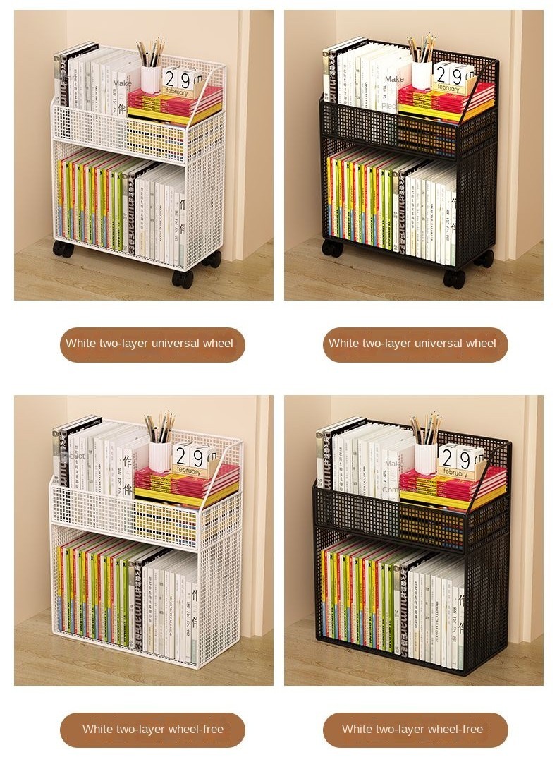 Shelves under the table movable small bookshelves deskside storage ...