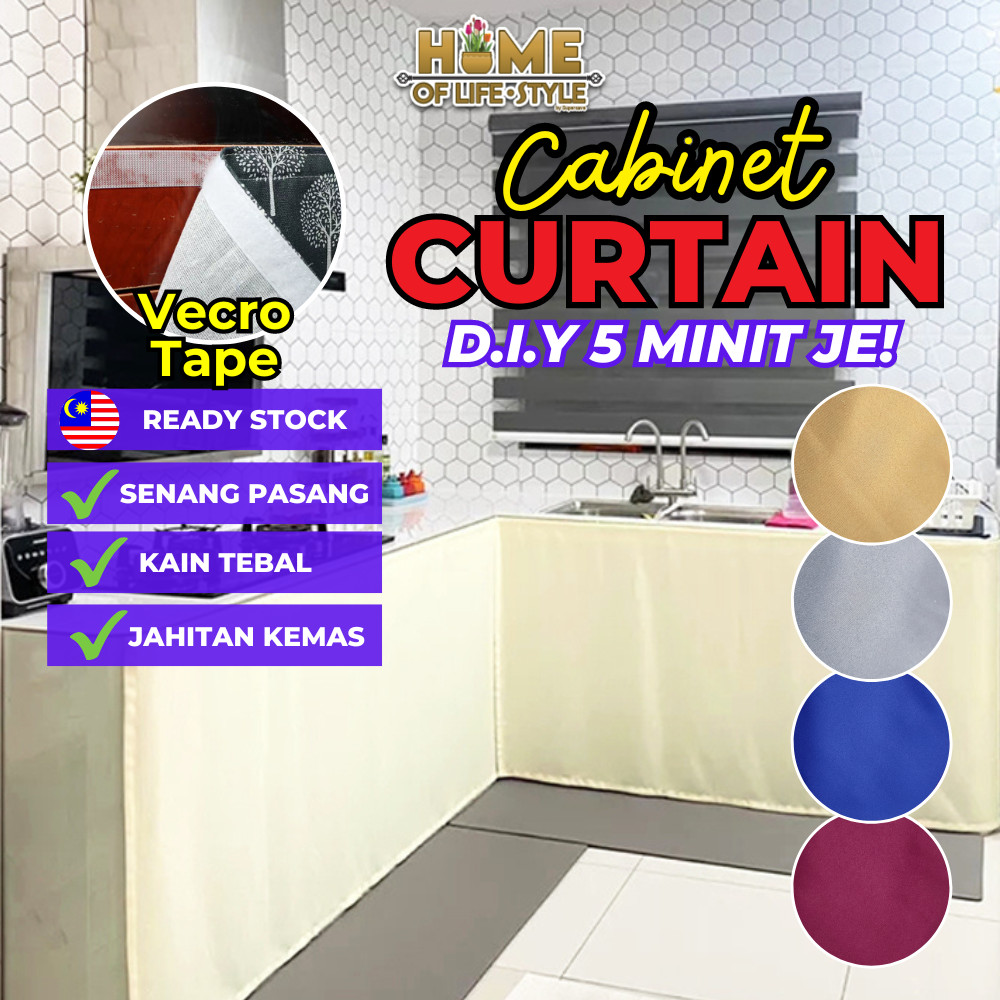 HOLS Cabinet Curtain Langsir Plain Kabinet Dapur Window Cover Curtain ...