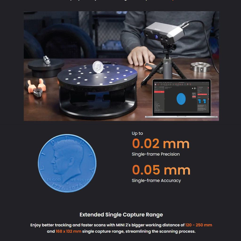 Revopoint MINI 2 - Advanced Edition Handheld 3D Scanner with Dual Axis ...