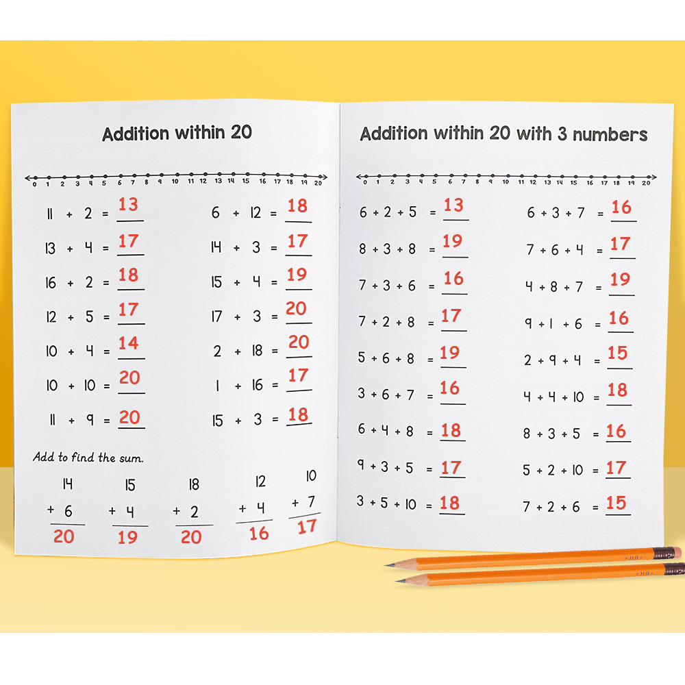 0-20 Addition and Subtraction Exercise Book for Kids Children ...