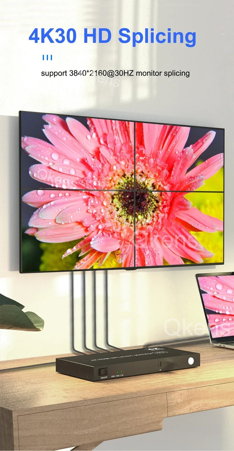 4K 2x2 Video Wall Controller HDMI Splicing Matrix 1x2 1x3 1x4 2x1 3x1 ...