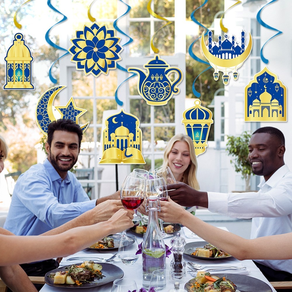 Eid Mubarak Party Hanging Spiral Garland Swirls Pendant Islamic Muslim ...