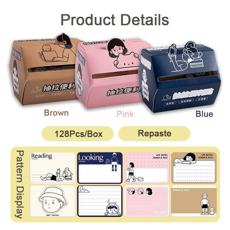 【𝗔𝗦𝗛】TACO x TACO Pull-out Sticky Note 128Pcs/Box Student Stationery ...