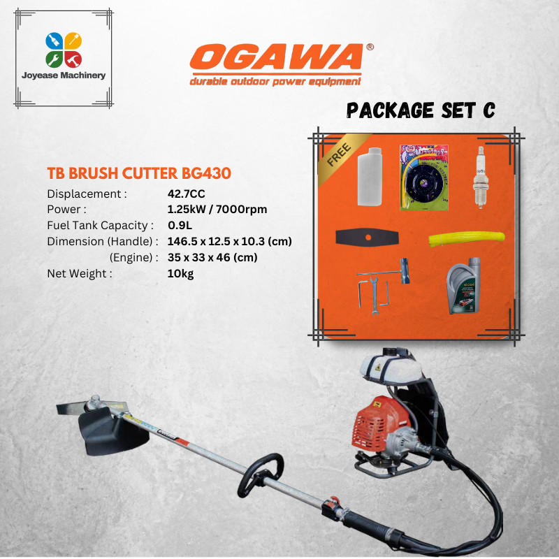 OGAWA BG330 33cc/BG430 43cc 2-Stroke BACKPACK BRUSH CUTTER GRASS TRIMMER MESIN RUMPUT HEAVY DUTY ...