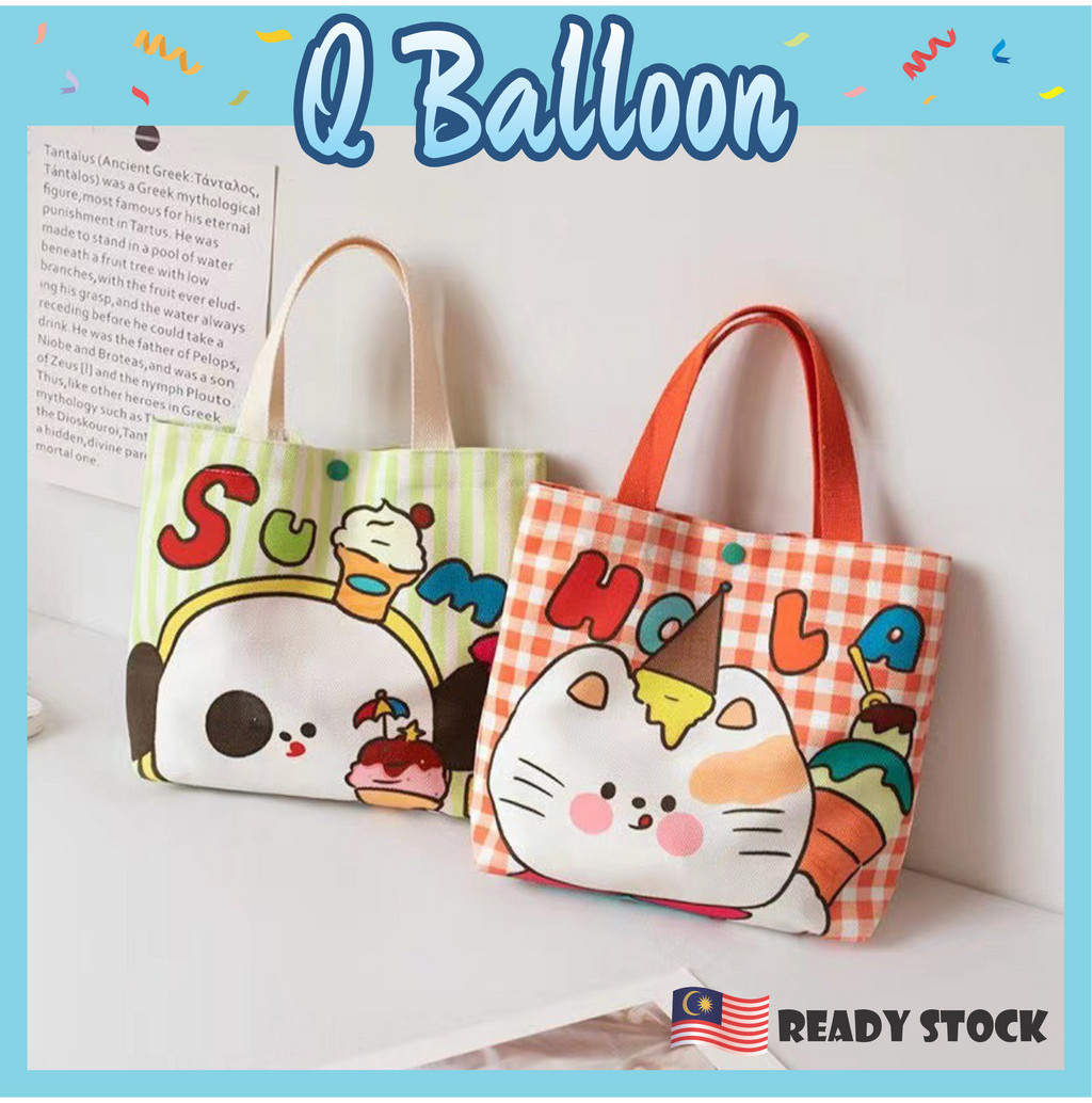 (BEG2) READY STOCK Cute Shopping Bag Student Tote Canvas Design Tote ...