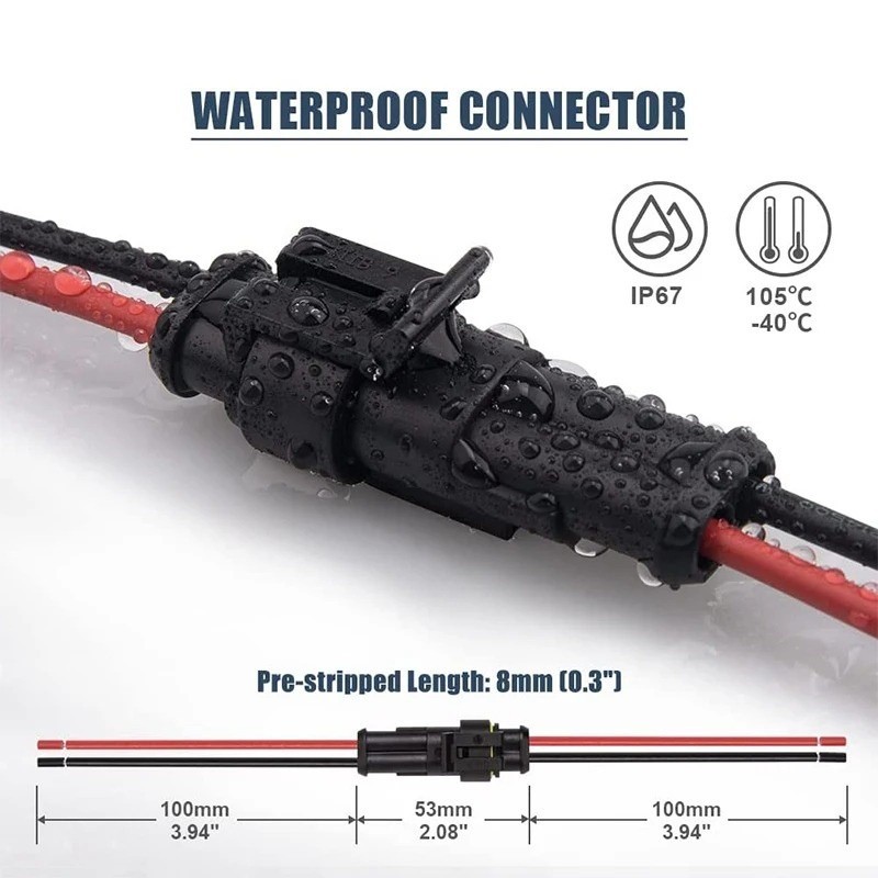 2 Pin Way Electrical Connector with Locking Buckle/ Waterproof Car Wire ...