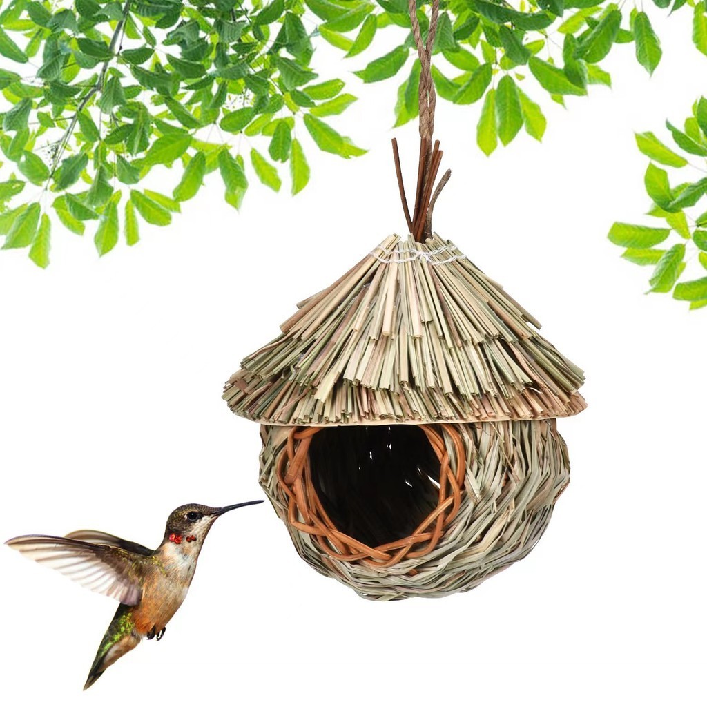 House Hang Birds Nest Roosting Pockets Hand-woven Natural Grass Rope ...