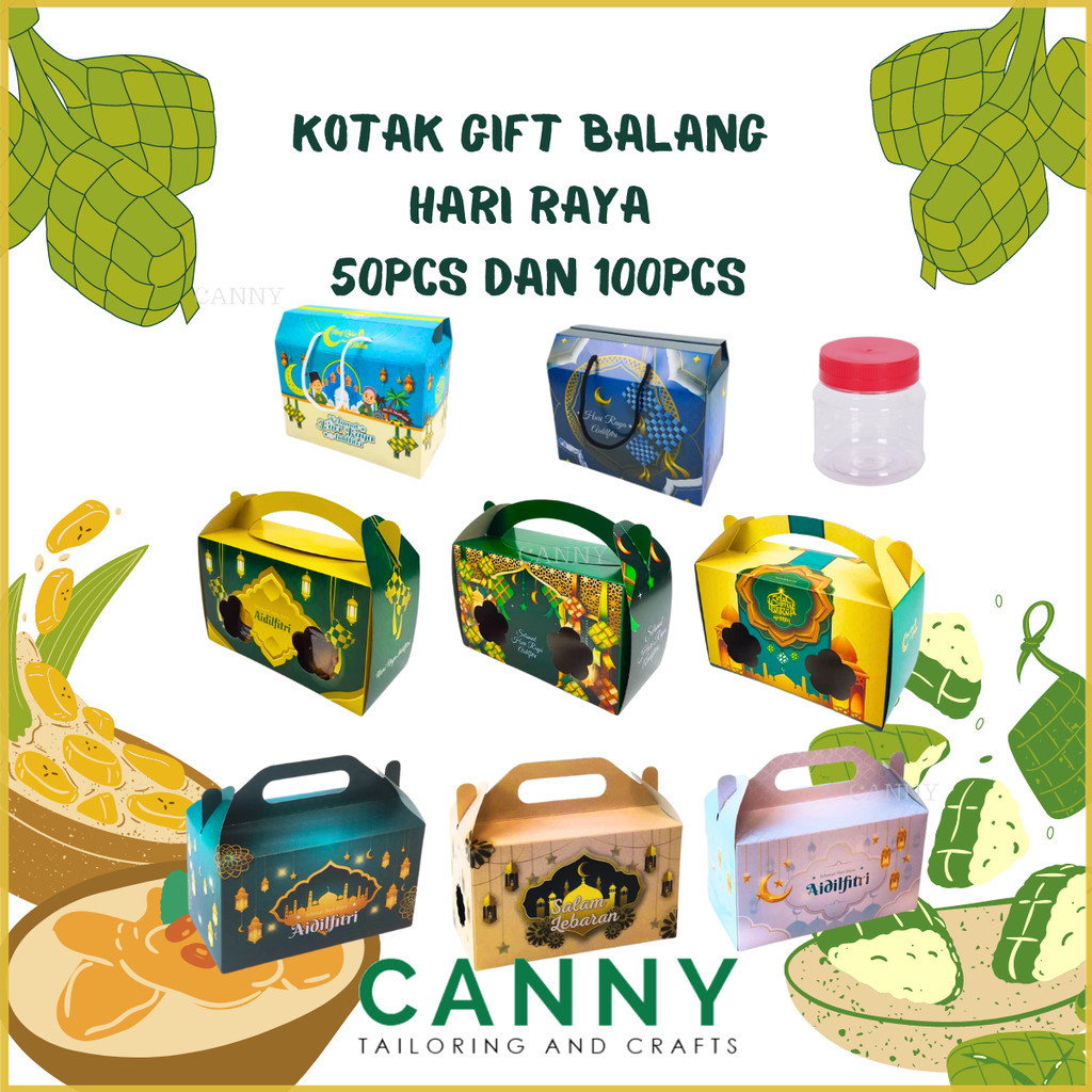 50PCS 100PCS HARI RAYA BOX / HARI RAYA COOKIES BOX / KOTAK BISKUT RAYA ...