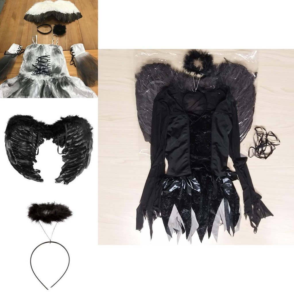 Womens Halloween Dark Angel Devil Costume Fancy Dress Ghost Party