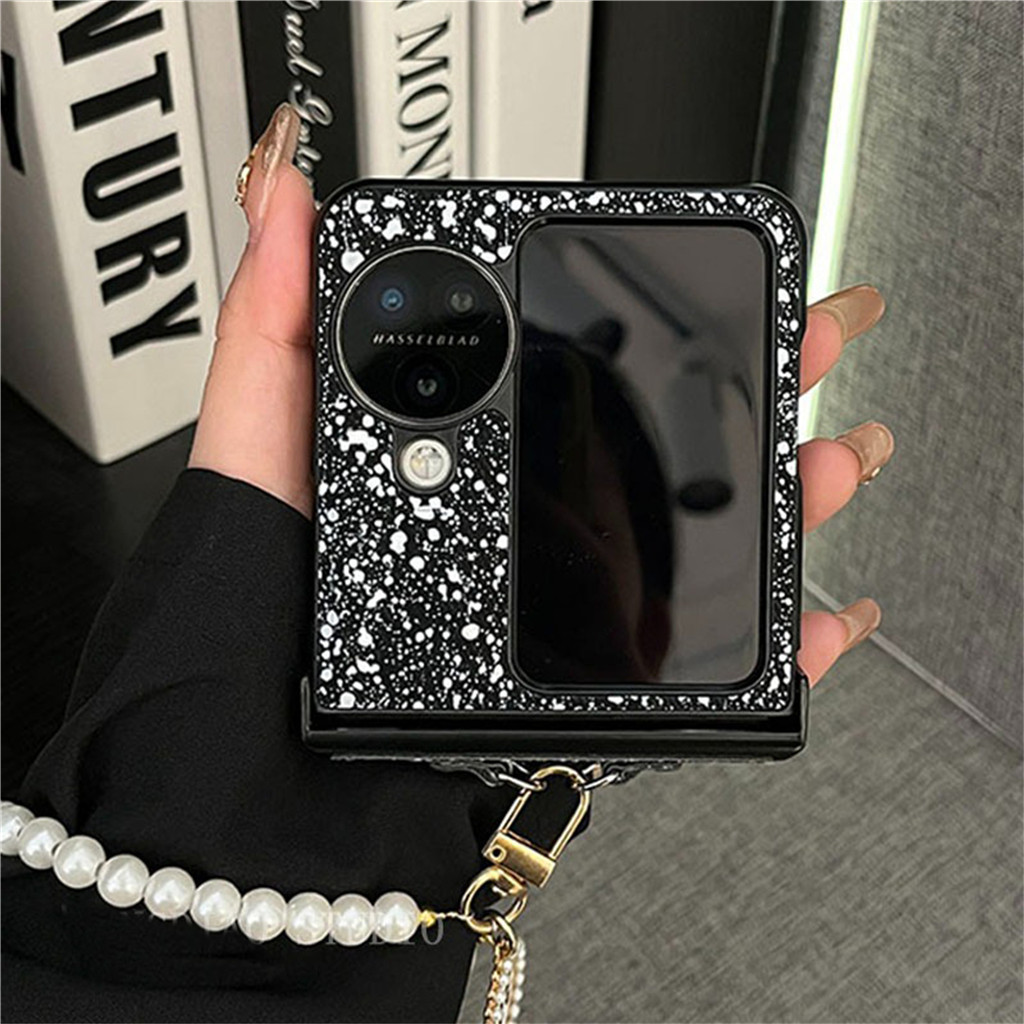 Korean Luxury Aesthetic Splash-ink Phone Case with Bow Pearl Bracelet ...
