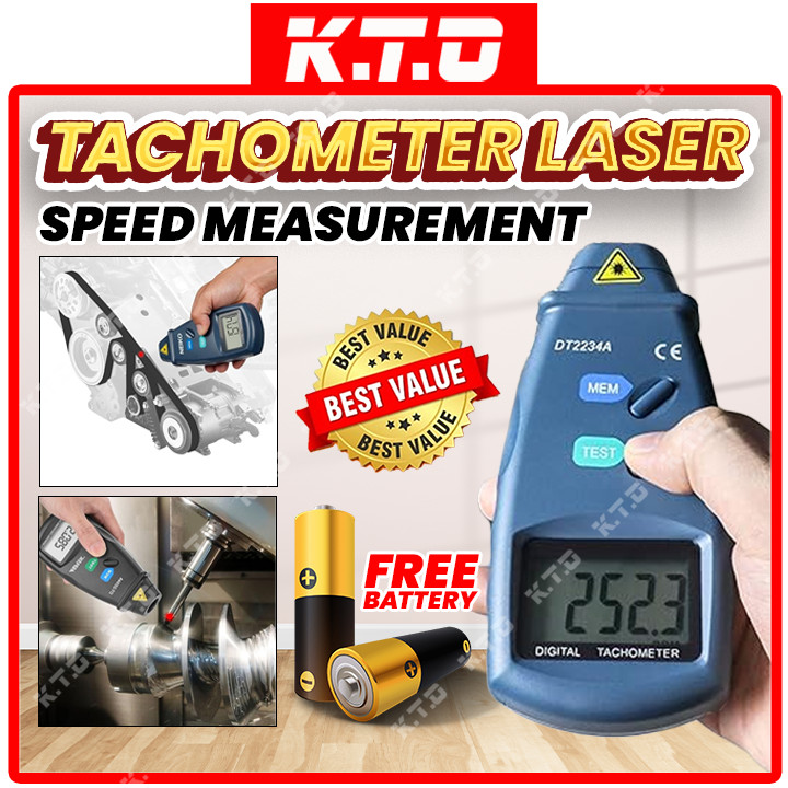 New Digital Tachometer Laser Photo Contact High Precision Handheld RPM ...