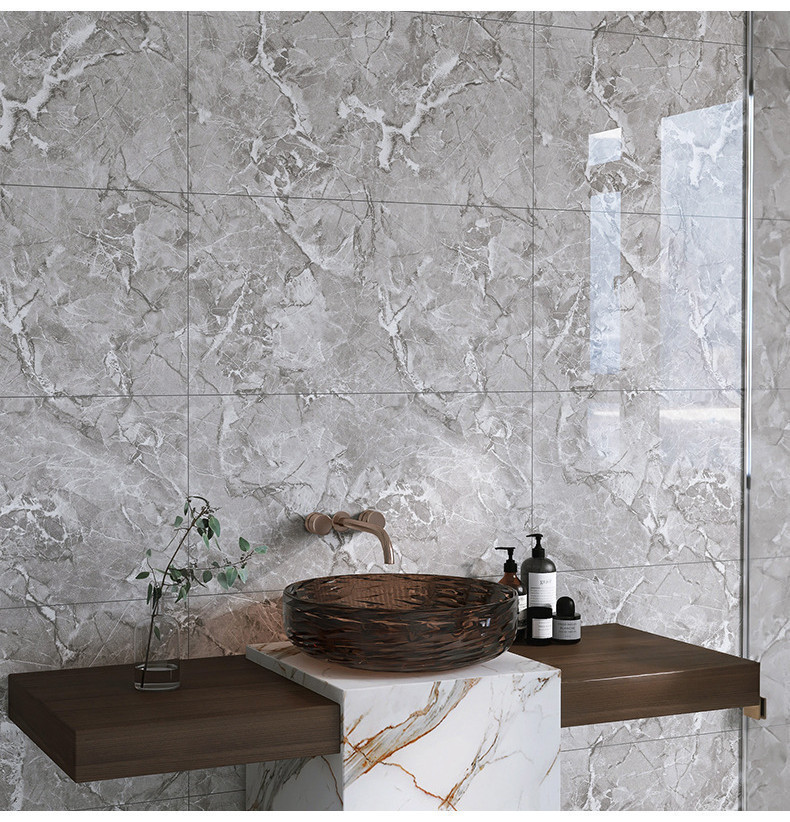 Simulated Thick Marble Tile Floor Sticker PVC Waterproof Self-adhesive ...