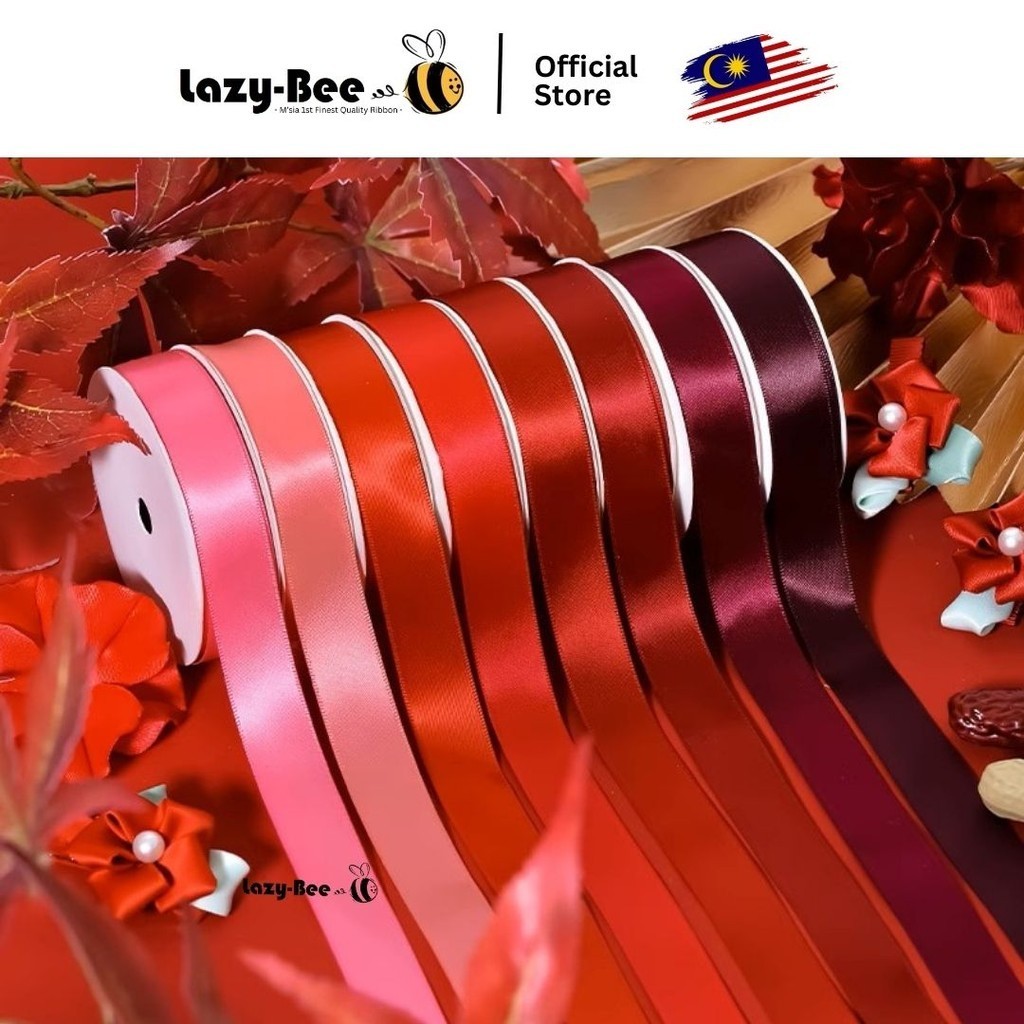 RED Merah 5 Meter 2.5cm 3.8cm 5cm Premium Quality Double Face Satin ...