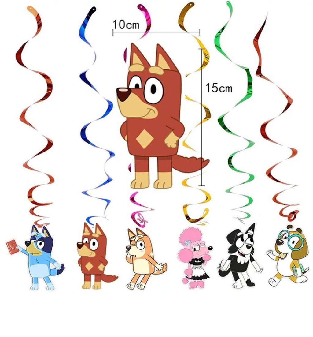 Colorful Bluey Theme Birthday Party Decoration Pull Flag Insert Row Set ...