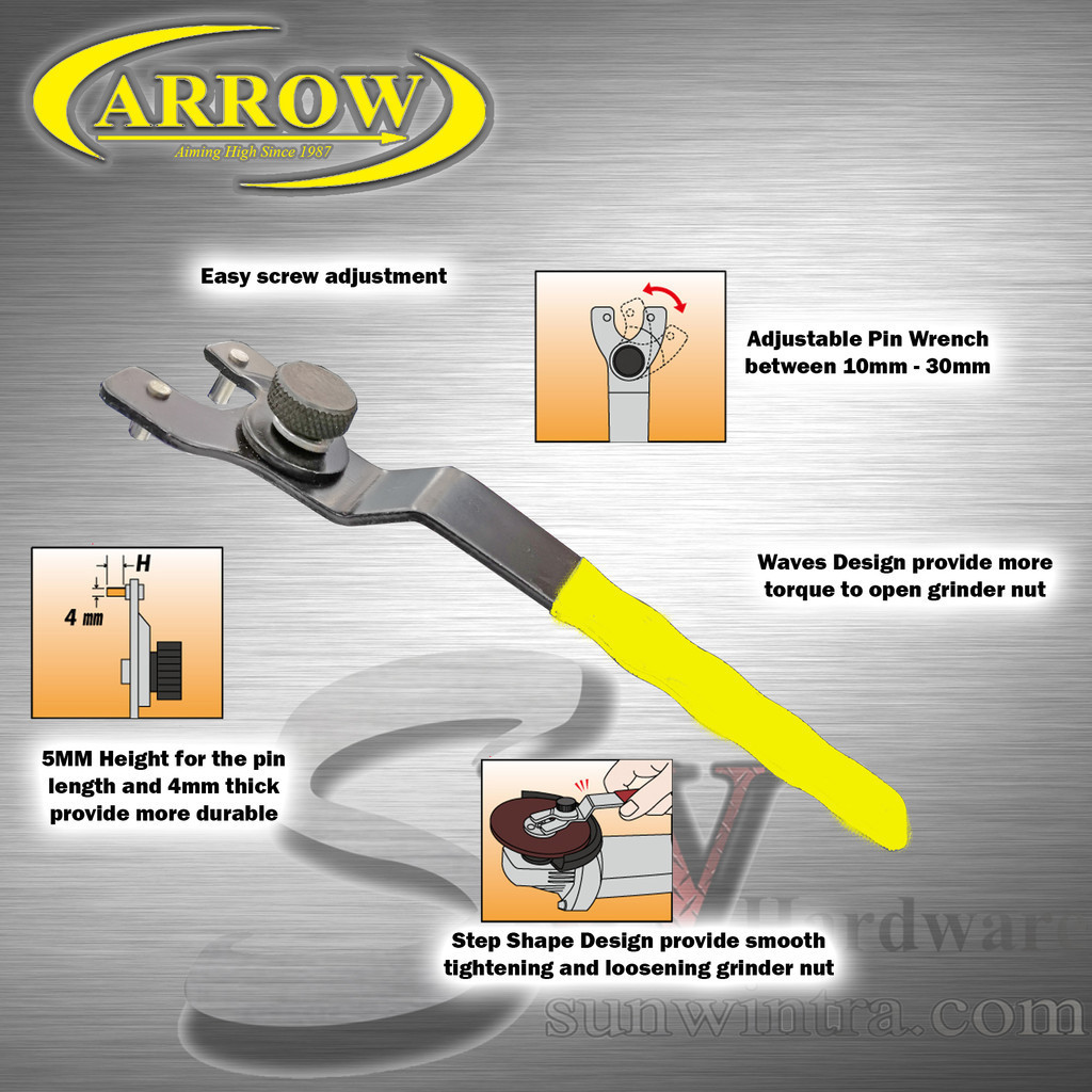 ARROW Adjustable Grinder Wrench #AGW (SUITABLE FOR ALL BRAND ANGLE ...