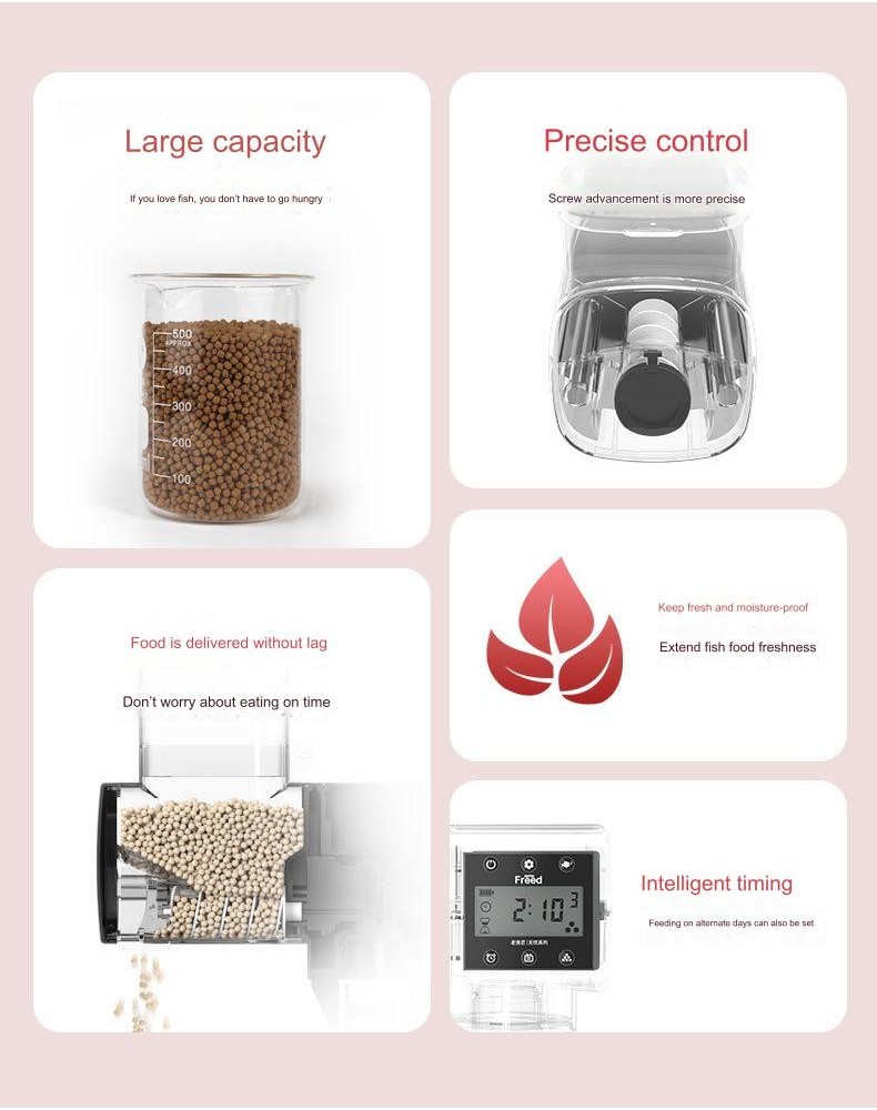 Freed Auto Feeder Fish Automatic Aquarium Food Dispenser Small Feeding ...