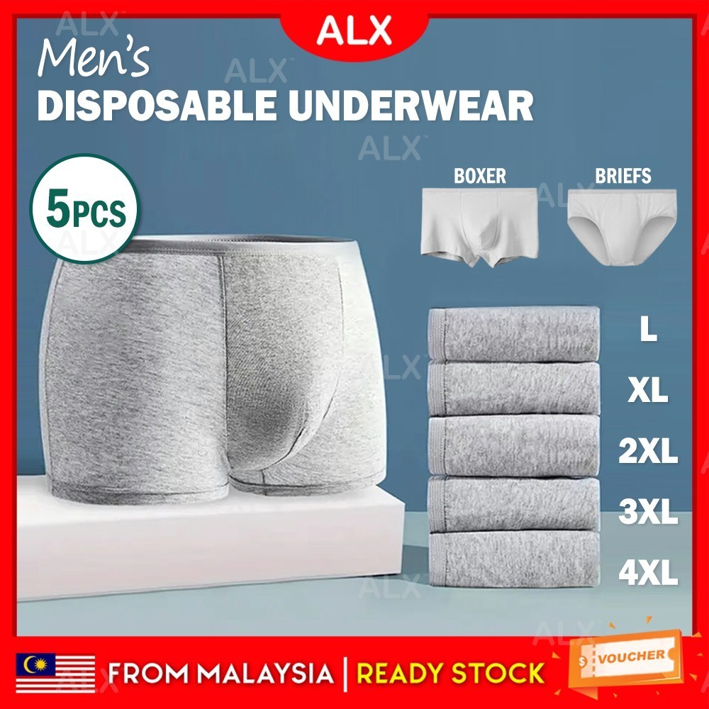 ALX 5PCS Men Disposable Underwear Cotton Briefs Mens Boxer One time Use ...