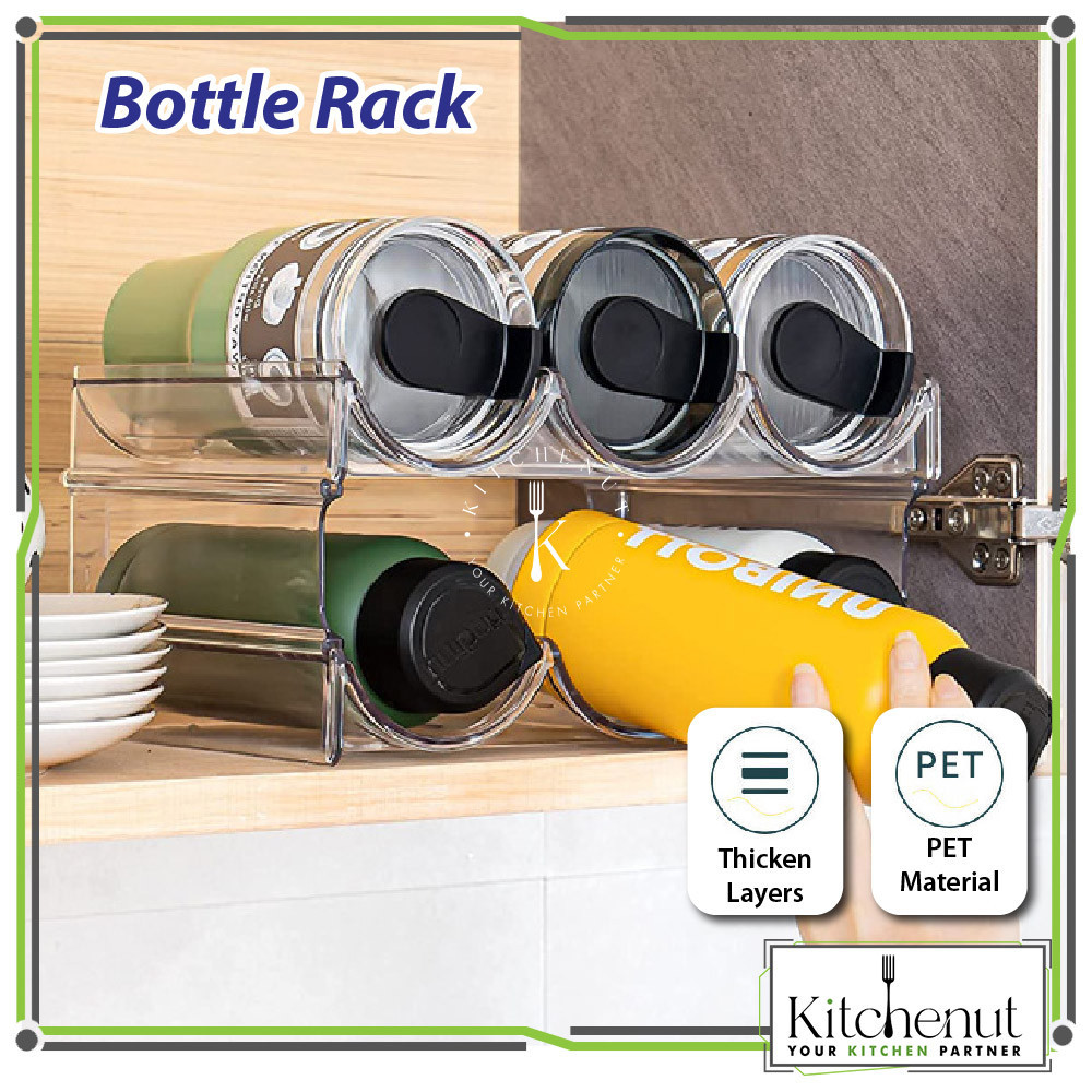 [6 Slots] Kitchenut Stackable Bottle Rack Rak Botol Bottle Holder Water ...