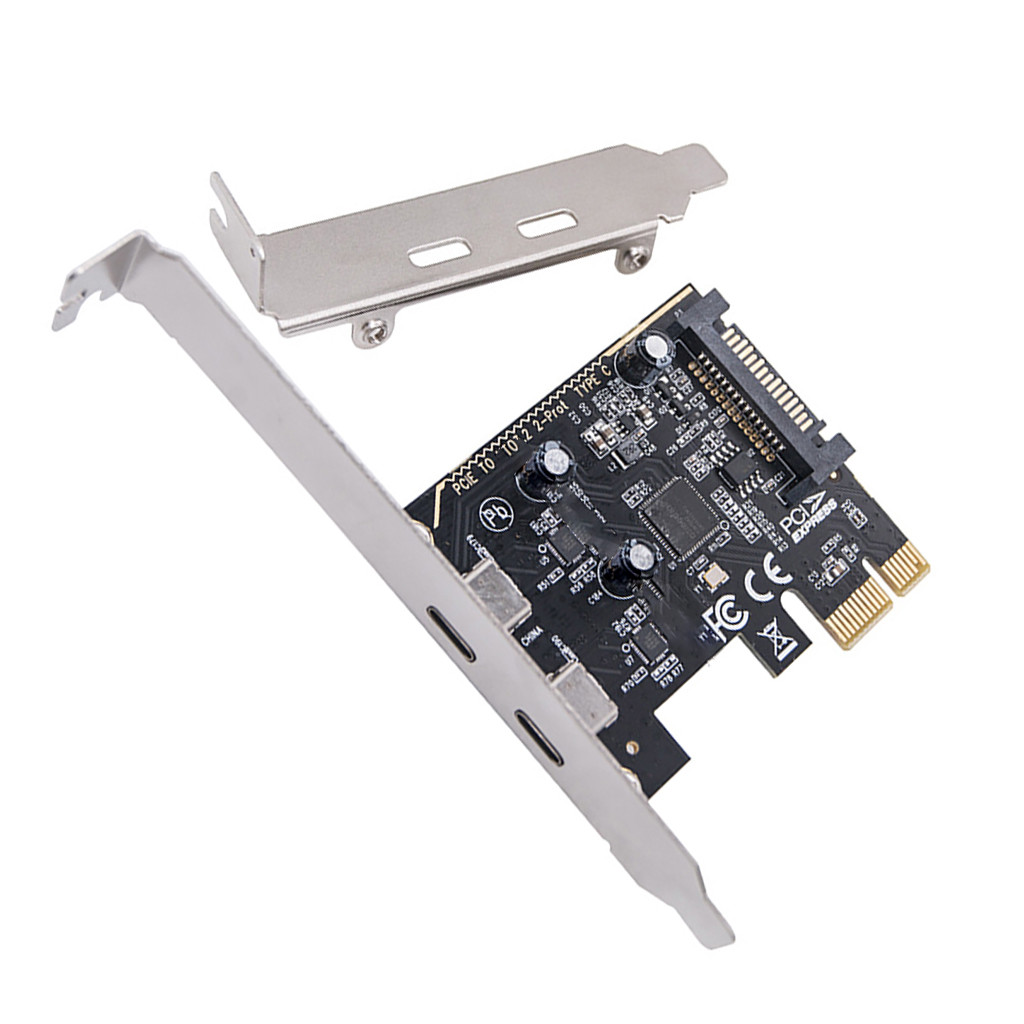 PCI Express PCI-E x1 to 2-port Type-C Adapter Card USB3.2 gen1 Dual ...