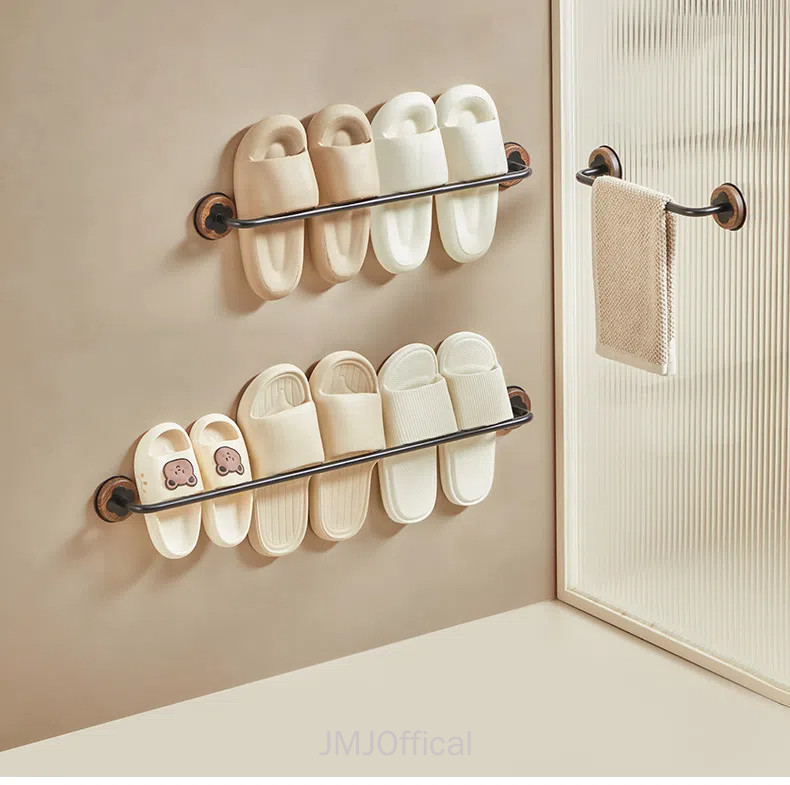 Black Walnut Bathroom Slipper Rack Perforated Toilet Rack Behind ...