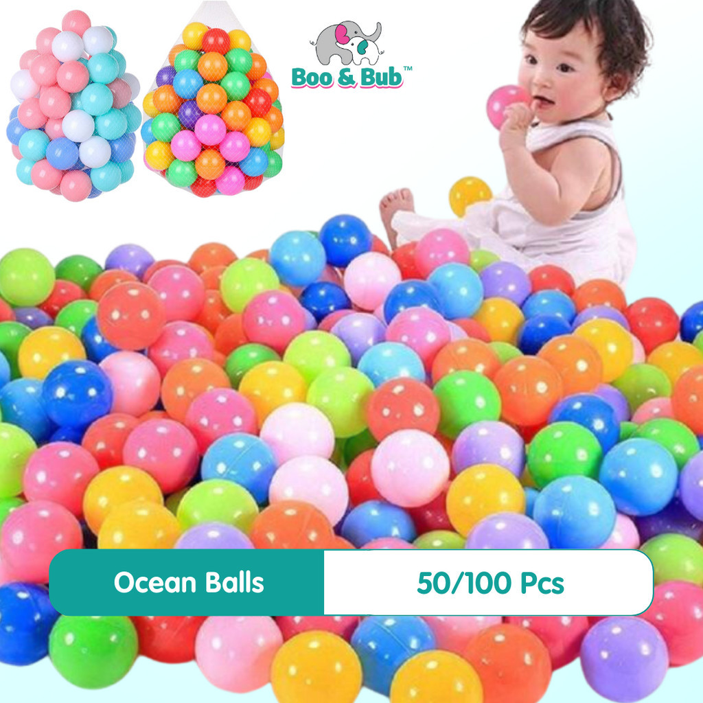 Boo&Bub 20/50/100 pcs Ocean Balls | Eco-Friendly Colorful Plastic Ball ...