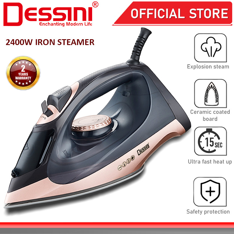DESSINI ITALY 2400W Electric Ceramic Soleplate Garment Steam Iron ...