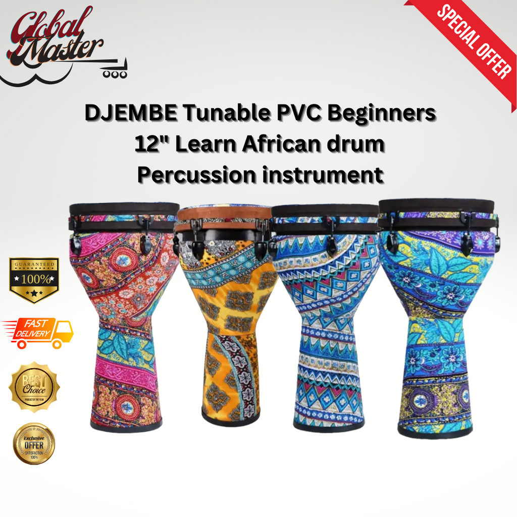 DJEMBE Tunable PVC Beginners 12" Learn African drum Percussion ...