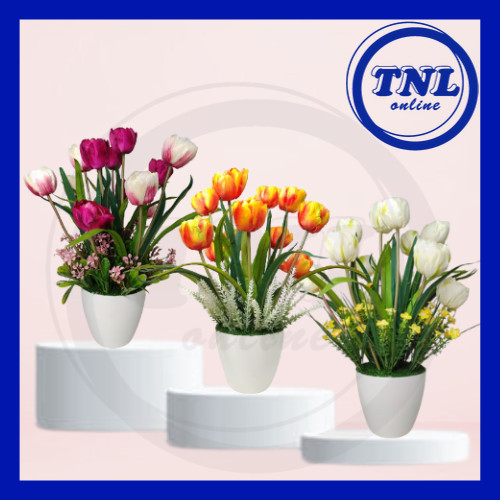 TNL TABLE TOP ARTIFICIAL TULIP FLOWER ARRANGEMENT SET READY MADE ...