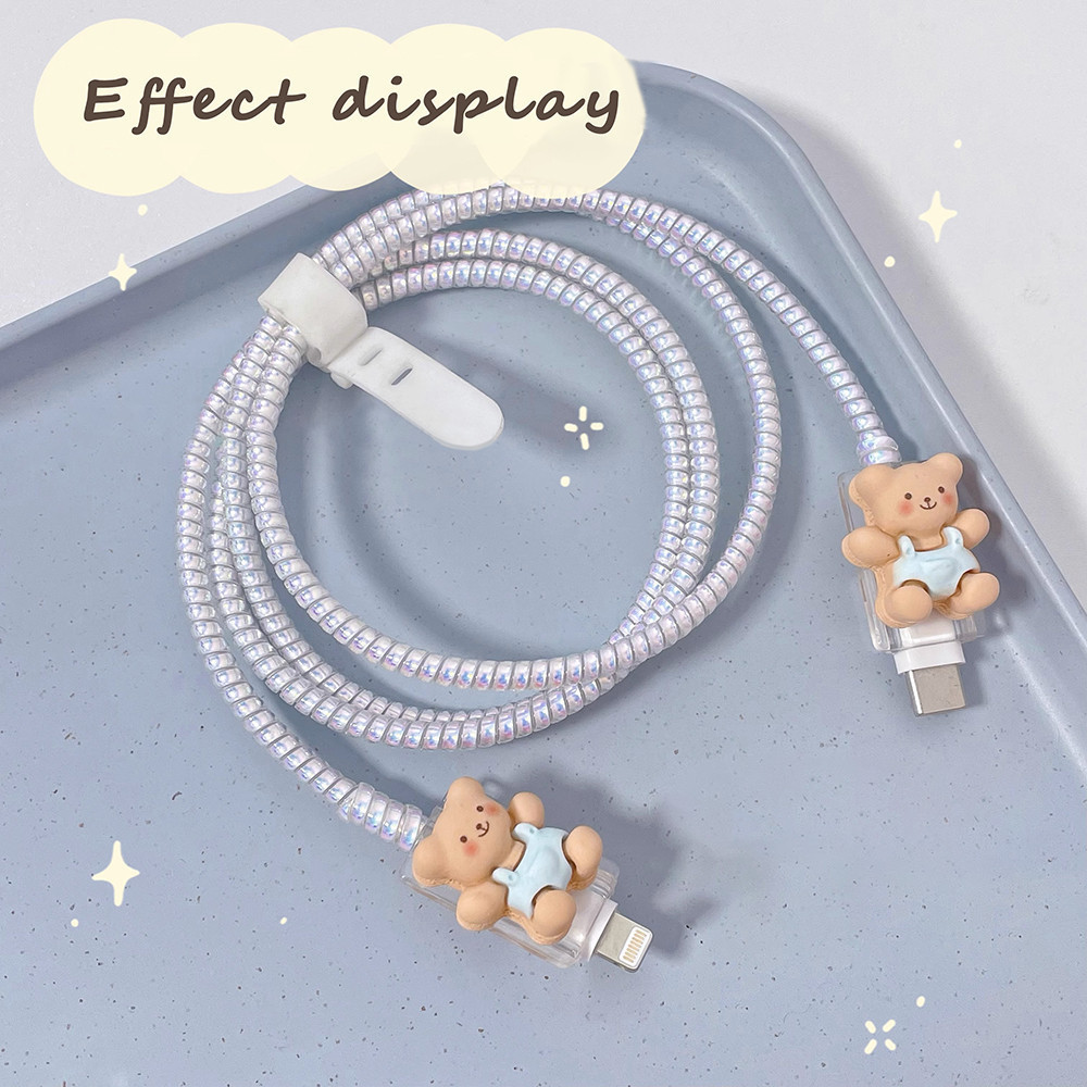 Cute Cartoon Bear Cable Protector USB Charger Protector Cable Organizer ...