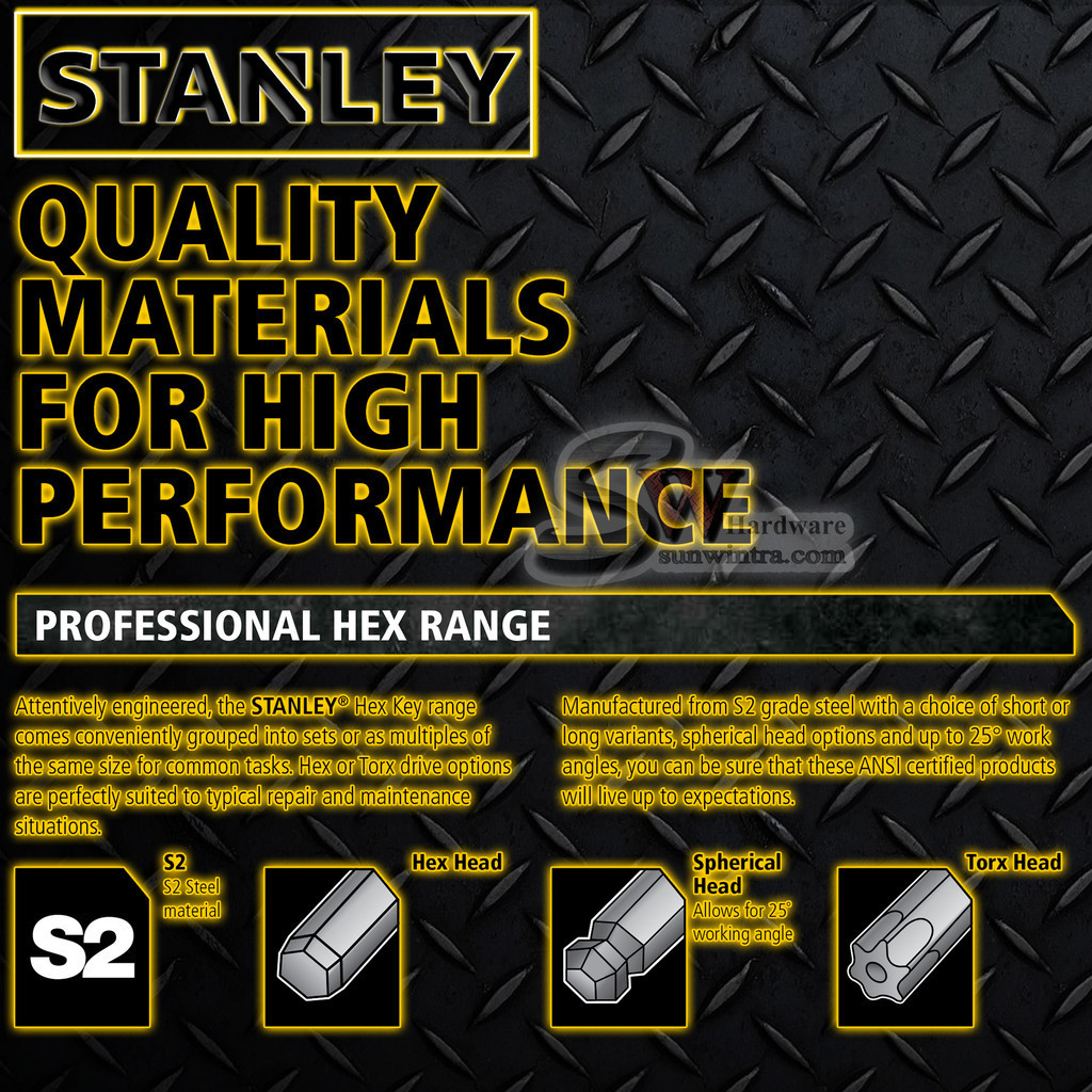 STANLEY Hex Key Set SAE Set of 8 pc. Short Arm Hex Key Wrench Allen Key ...