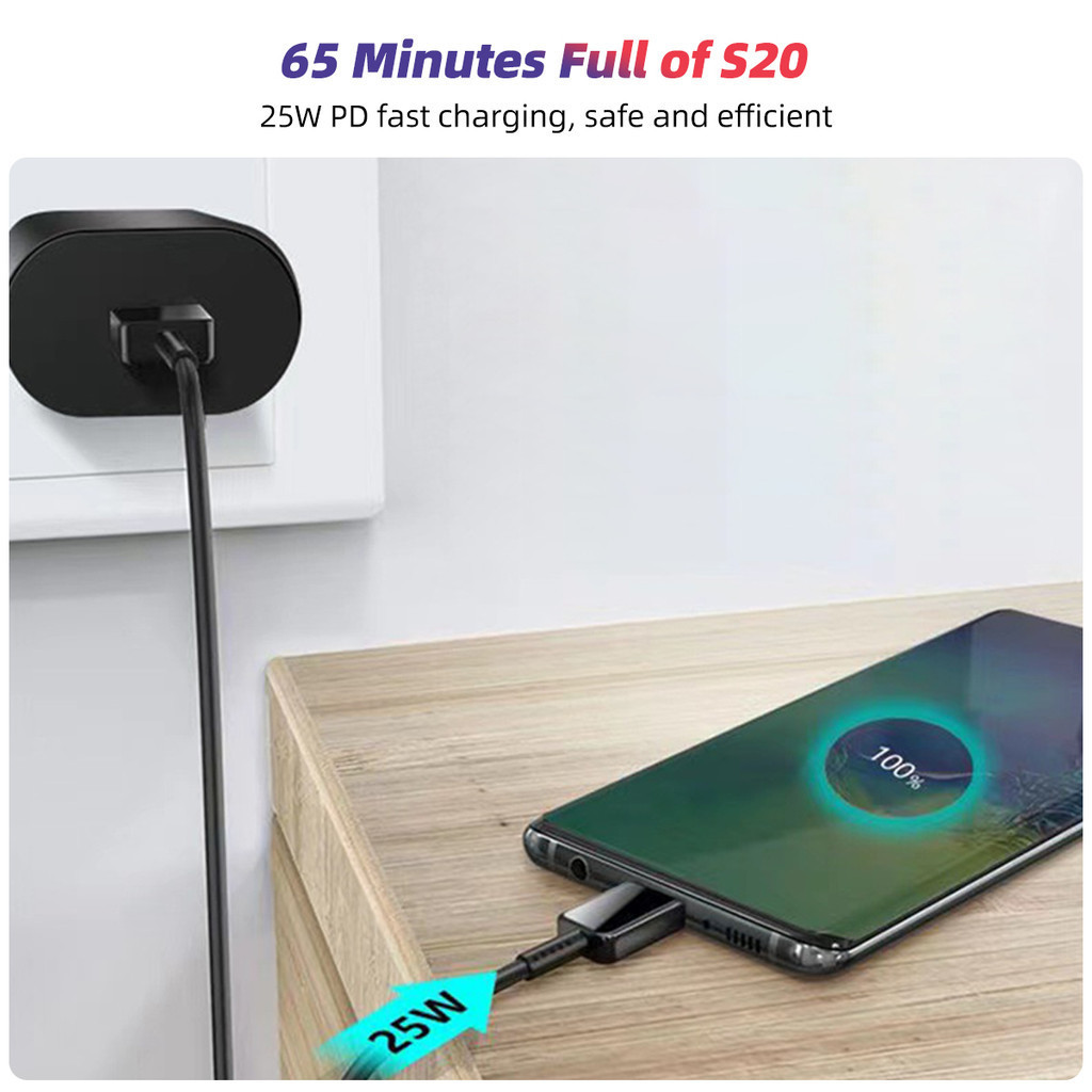 Pengecas 25W PD Charger For Samsung Galaxy S22 S21 S20 A71 A70 A50 ...